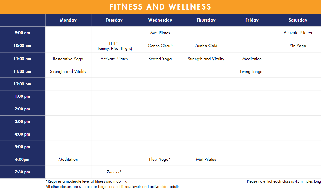Brighton Recreational Centre | Fitness and Wellness Timetable